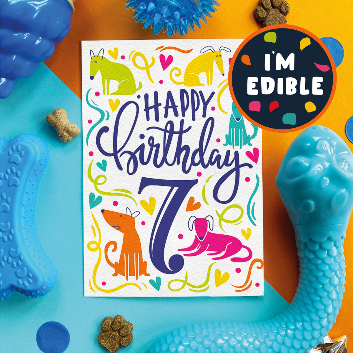 7th Birthday Edible Dog Card | Snackable Card for Senior Pups – Scoff Paper