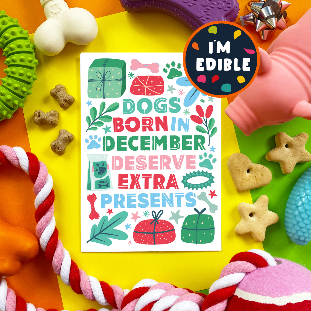 Edible Dog Birthday Card for December Pups | Unique Dog Gift UK – Scoff ...