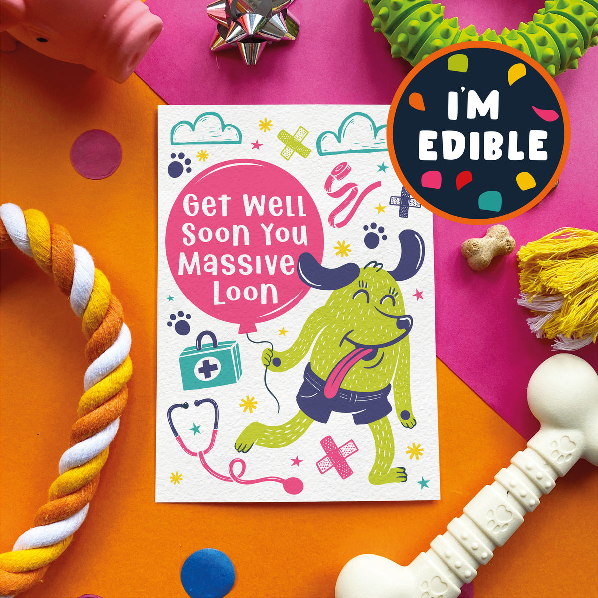 Funny Edible Dog Get Well Card | Get Well Soon You Massive Loon – Scoff ...