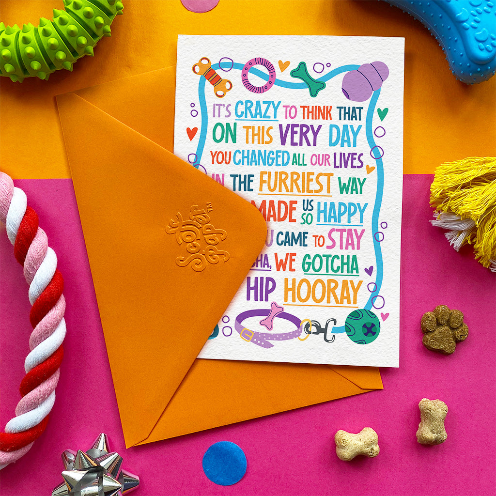 Happy Gotcha day Card for dogs - Poem - edible – Scoff Paper