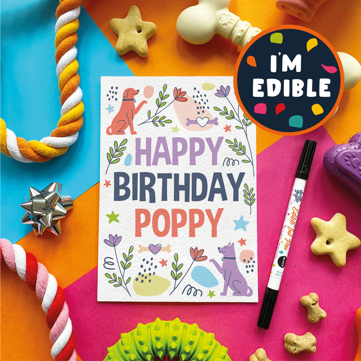 personalised happy birthday card for dogs -poppy- edible – Scoff Paper