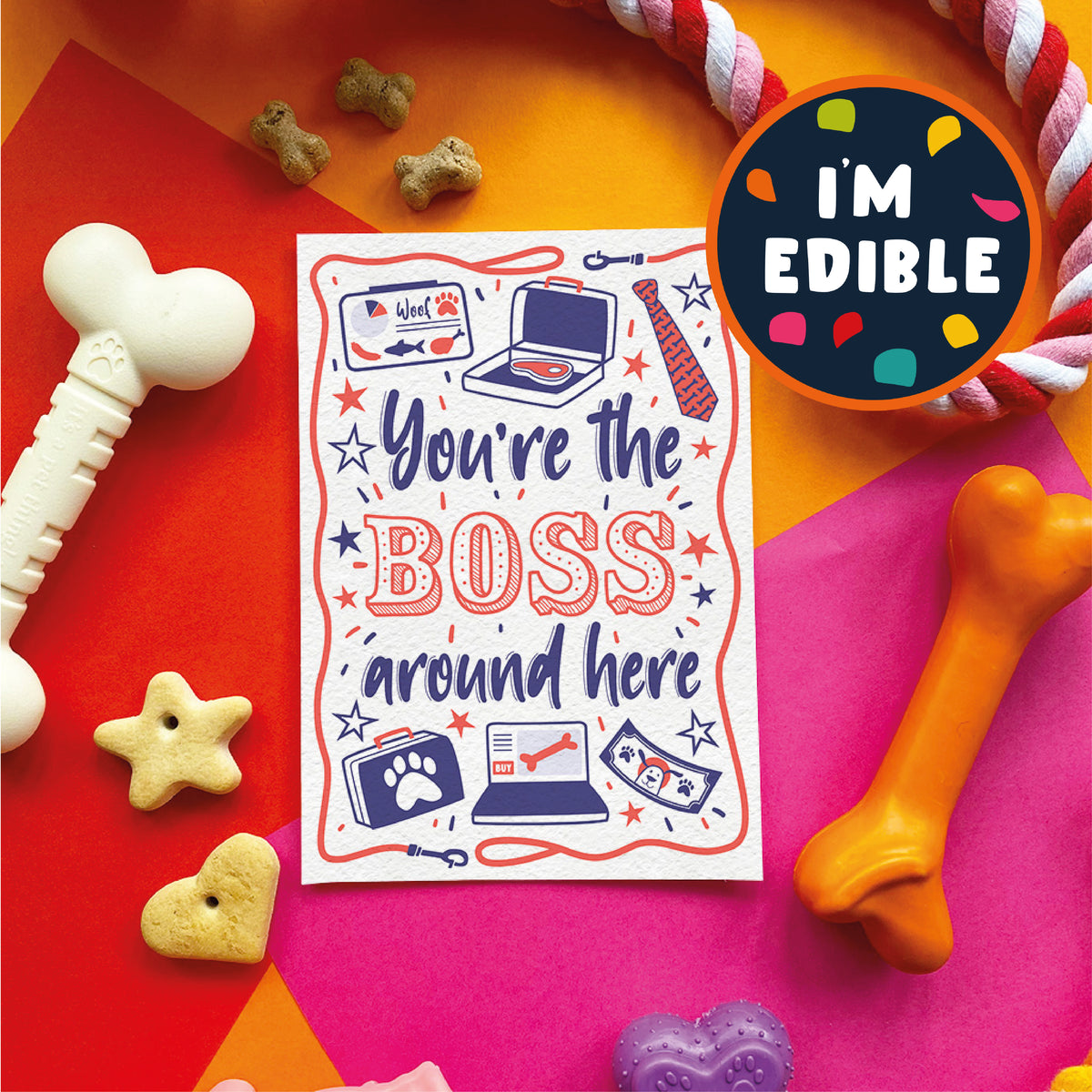 Funny Dog Card | Edible Treat for the Dog Who Runs the House – Scoff Paper