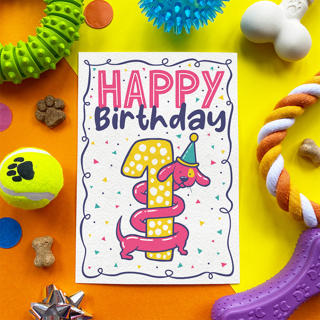 1st Birthday Dog Card | Edible Card for a One-Year-Old Pup – Scoff Paper