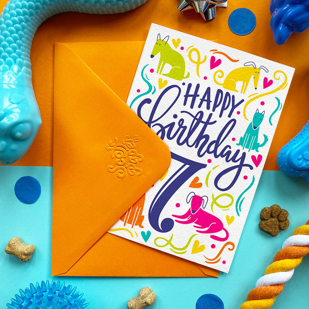 7th Birthday Edible Dog Card | Snackable Card for Senior Pups – Scoff Paper