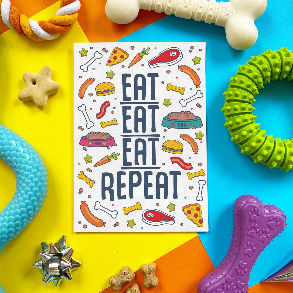 Eat Eat Eat Repeat Edible Dog Card | Funny Dog Treat Gift – Scoff Paper
