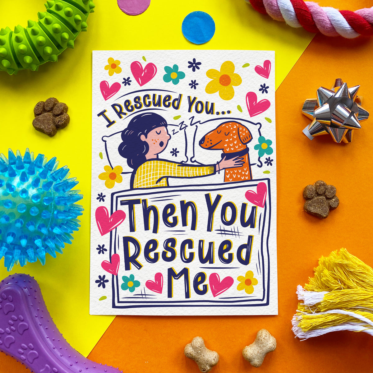 I Rescued You Edible Dog Card | Funny Rescue Dog Gift – Scoff Paper